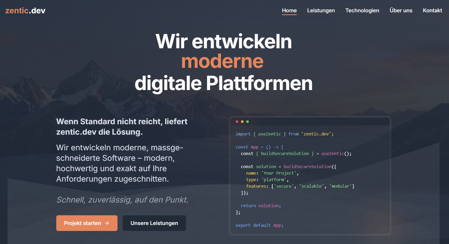 zentic.dev | Digitale Plattformen. Sicher. Skalierbar. Auf den Punkt.